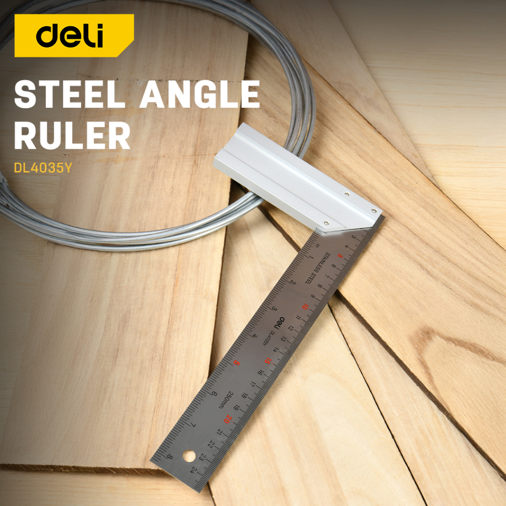 DELI Steel Angle Square Ruler (250mm / 300mm) DL4035Y / DL4036Y ...