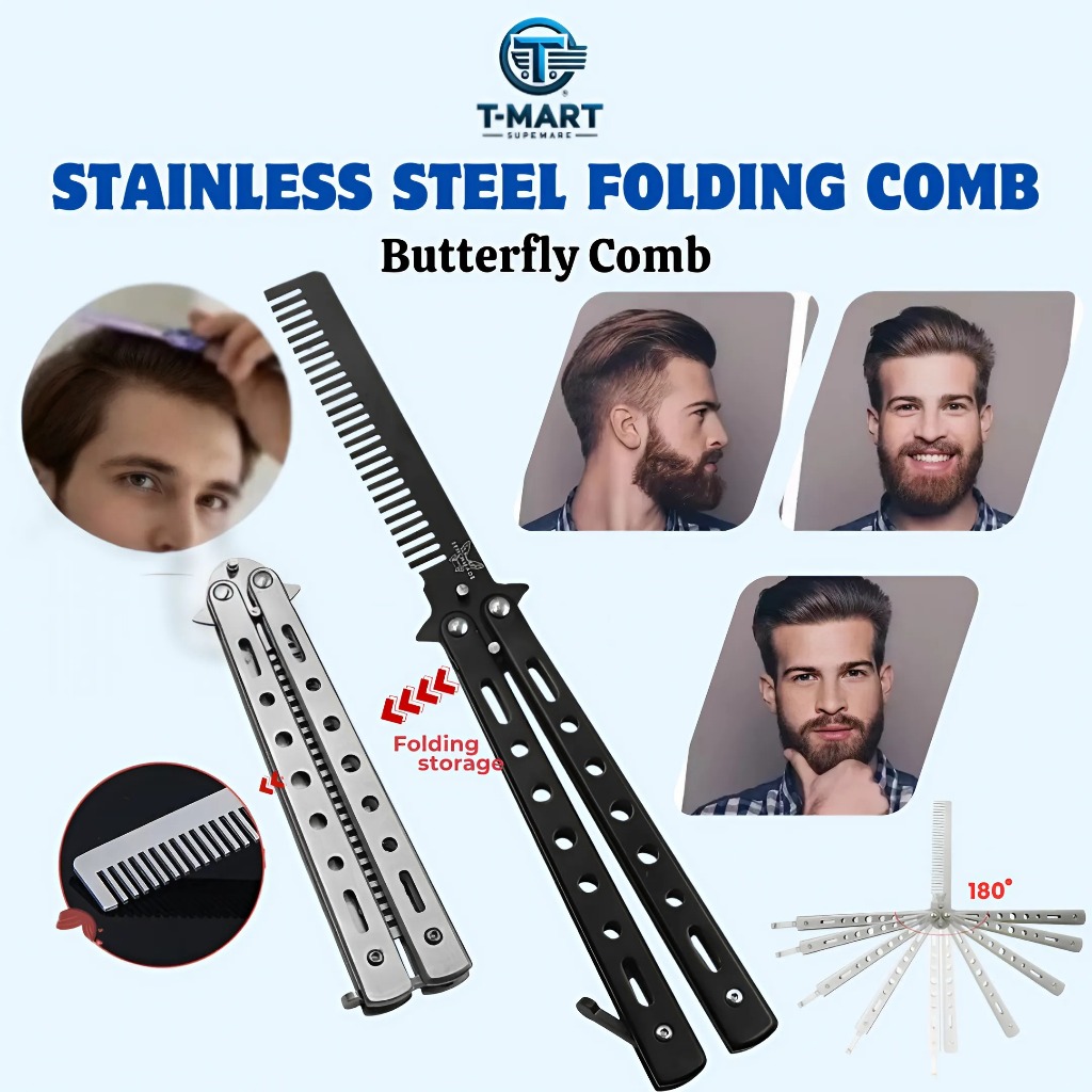 Butterfly Comb–Folding Stainless Steel Hair Styling Comb Safe, Practice ...