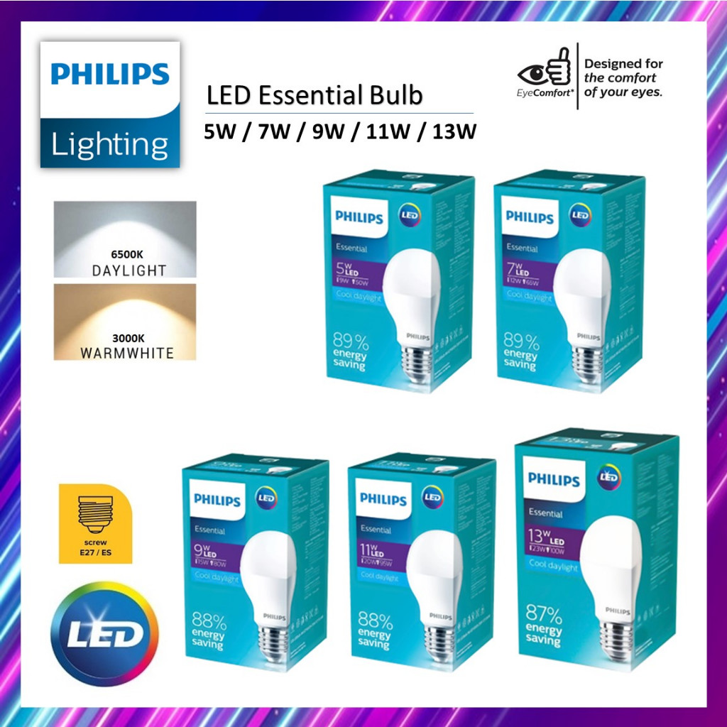 Philips 5W / 7W / 9W / 11W / 13W LED Bulb E27 6500k 3000k Daylight Warmwhite / Mentol LED ...