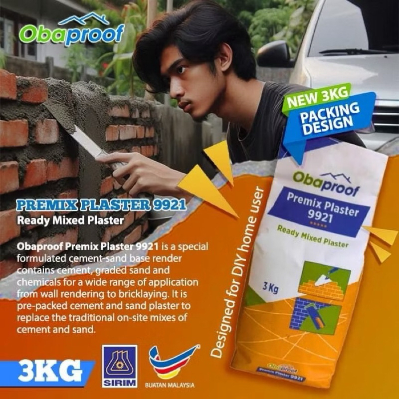 Obaproof Premix Plaster/Ready Mix Cement 9921 3kg | Shopee Malaysia