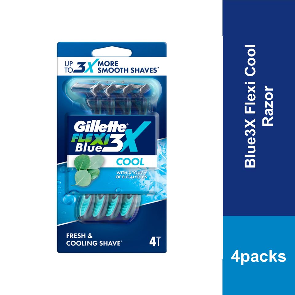 Gillette Blue3X Flexi COOL Disposable Razor, 4 pack | Shopee Malaysia