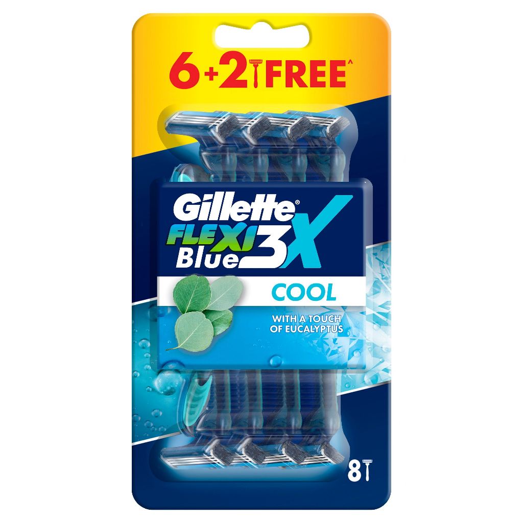 Gillette Blue3X Flexi COOL Disposable Razor, 8 pack | Shopee Malaysia