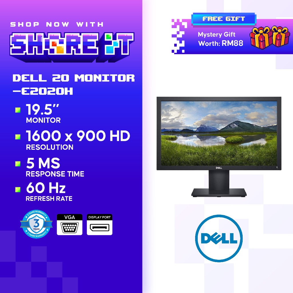 Dell 20 Monitor: E2020H with 1600x900 Resolution Display port VGA for ...