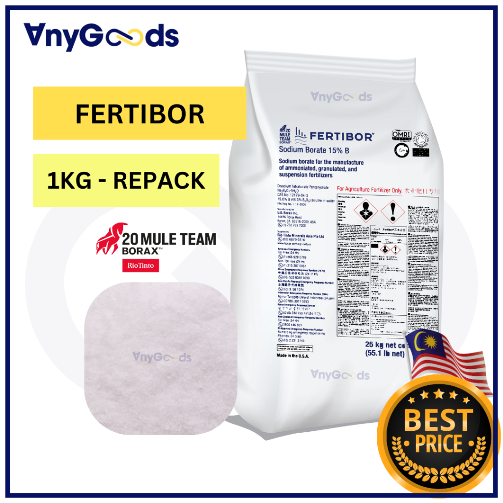 1KG AnyGoods Fertibor 15% Boron USA Sodium Borate Disodium Tetraborate ...