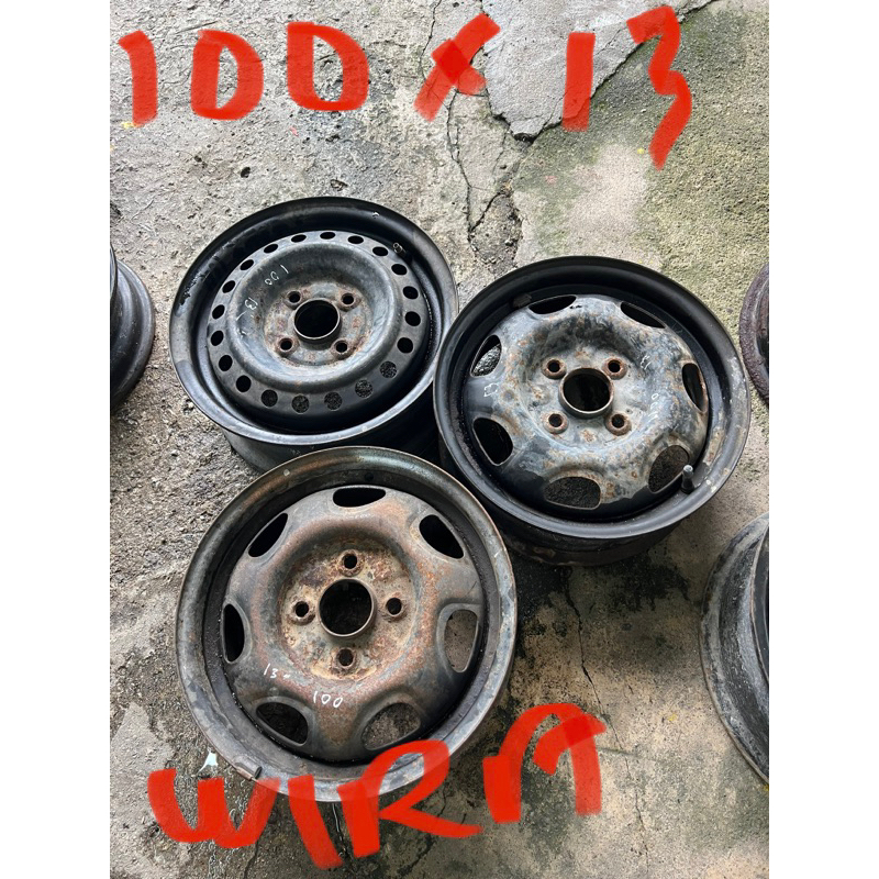 spare tire tyre tayar rim besi steel 100 x 13” wira saga satria kelisa ...