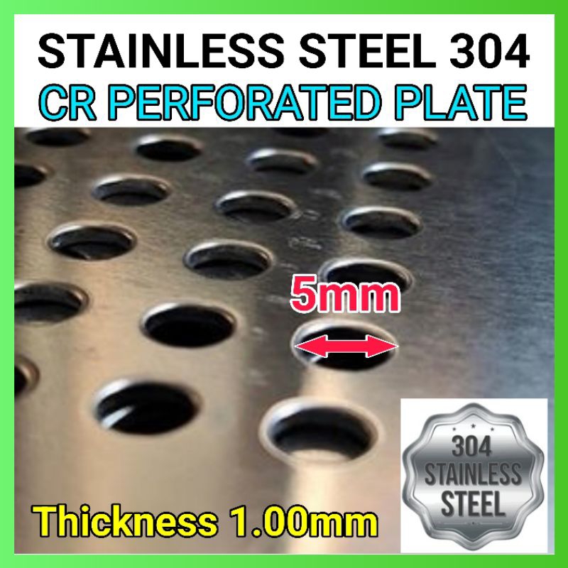 5mm Hole/Lubang STAINLESS STEEL 304 Plate CR Perforated/ Papan Plate ...