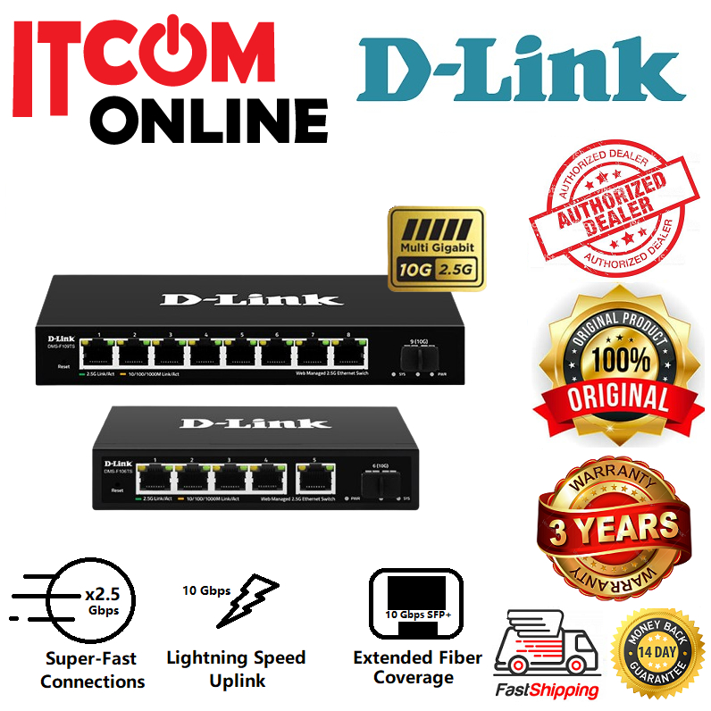 D-LINK 5-PORT 8-PORT 2.5G + 1-SFP 10G GIGABIT MANAGED SWITCH (DMS-F106TS/DMS-F109TS/DMS-106XT ...