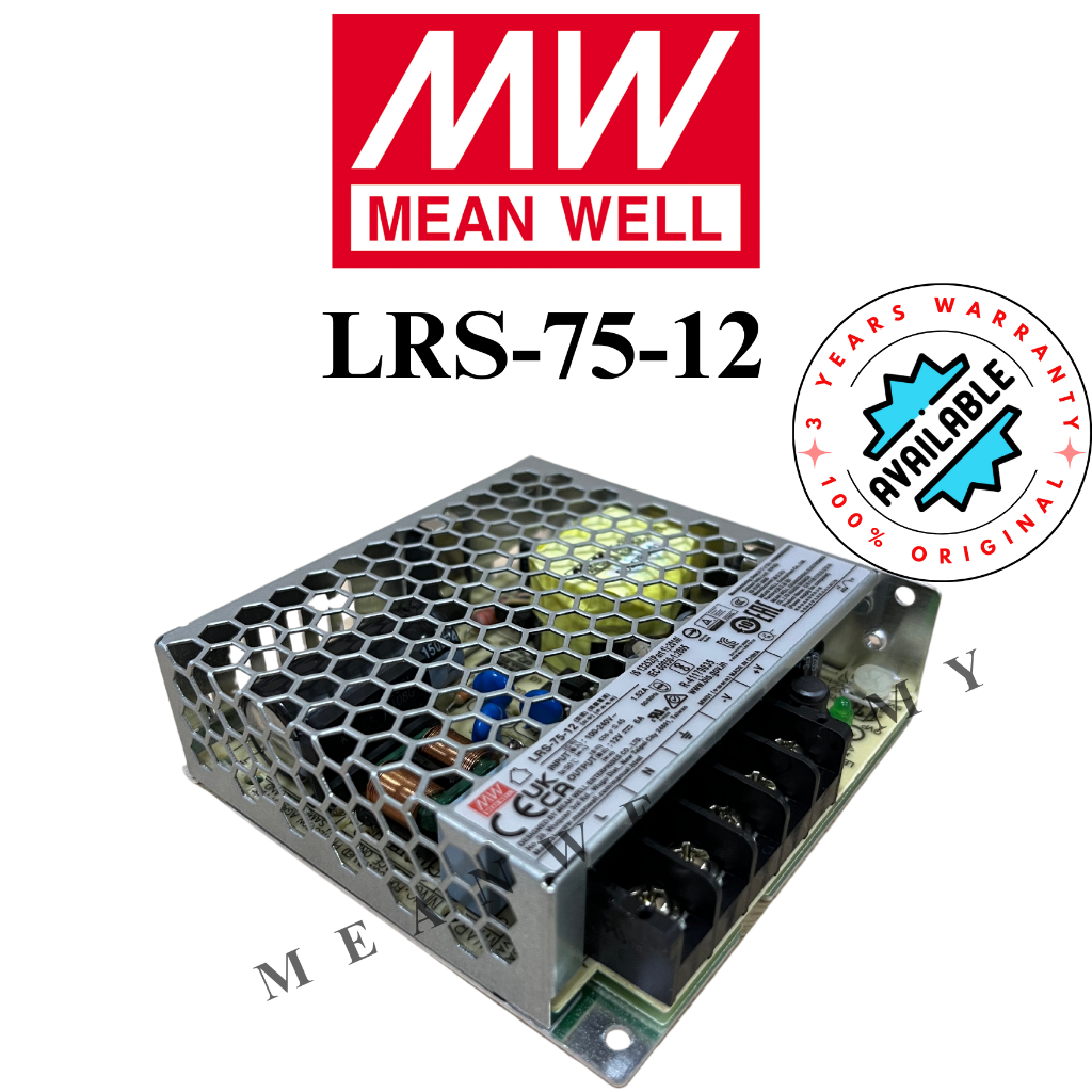Mean Well LRS-75-12 75W 12V 6A MeanWell Single Output Switching Power Supply ~ 3 YEARS WARRANTY ...