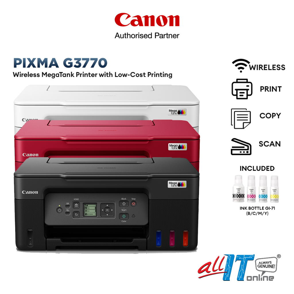 Canon Pixma G3770 Printer Wireless Refillable All-In-One Ink Tank High ...