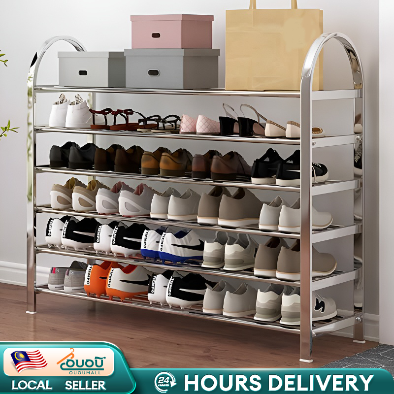 Stainless Steel Shoe Rack Shoe Cabinet Rack Rak Besi Indoor Outdoor ...