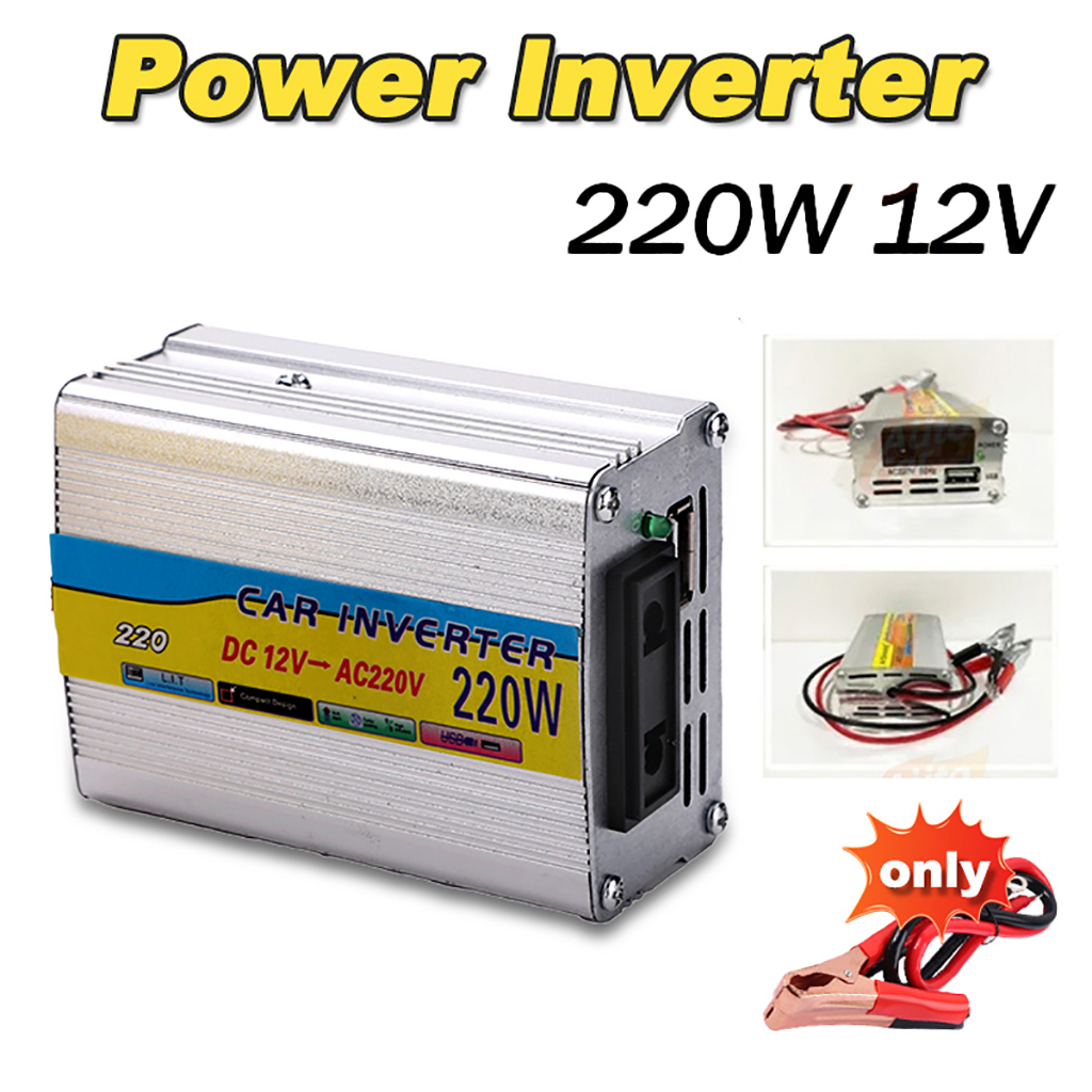 220W Car Power Inverter Solar With USB PORT DC 12V to AC 220V Sine Wave ...