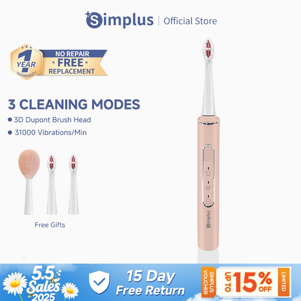 Simplus Electric Toothbrush 2In1 Washing Face&Brushing Teeth Waterproof ...