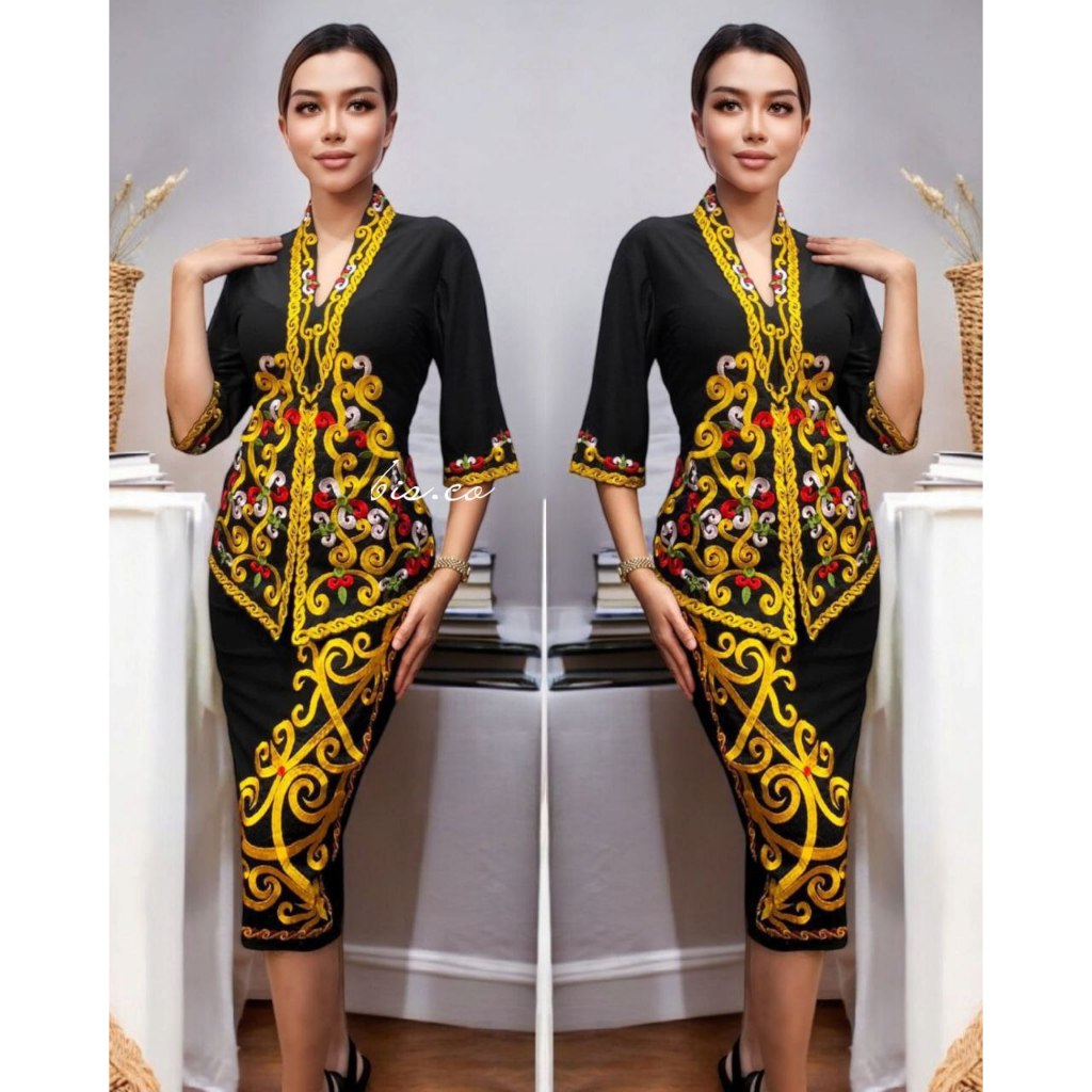 SET KEBAYA BAJU DAN SKIRT CORAK ORANG ULU | Shopee Malaysia