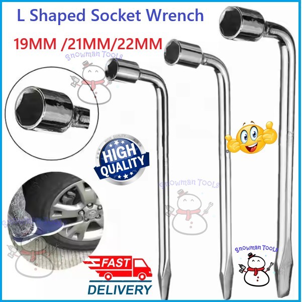 HIGH QUALITY 19MM 21MM L SHAPED SOCKET WRENCH CHISEL HEXAGON OPEN BUKA ...