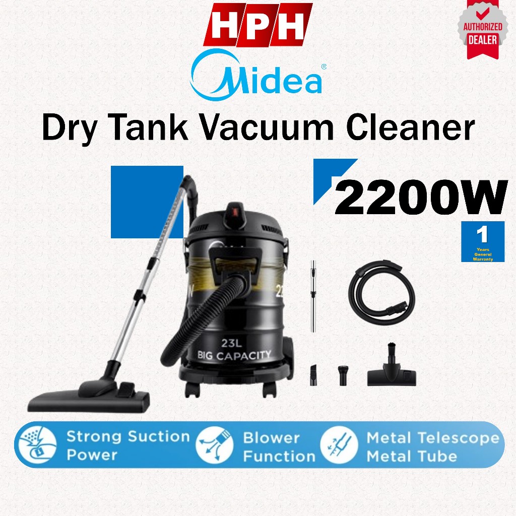 Midea 23L 2300W Vacuum Cleaner Dry & Blow MVC-D23 Heavy Duty Barrel ...