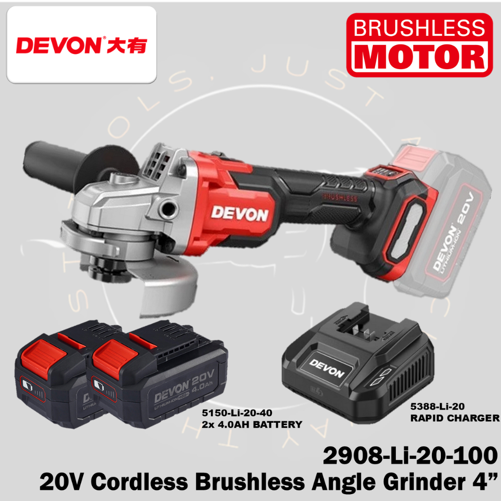 DEVON 2908-Li-20Z-100 / 2908-Li-20-100 12V Cordless Brushless Angle ...