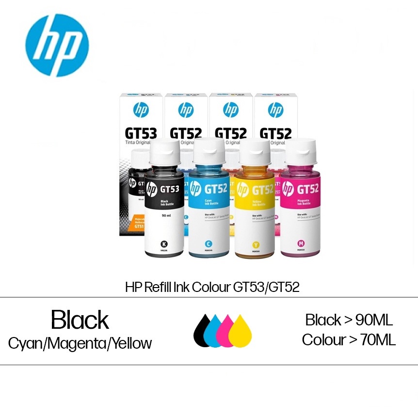 HP GT52/53 Black & Color Bottle Ink Cartridge 1VV21AA/22AA/M0H54AA/55AA ...