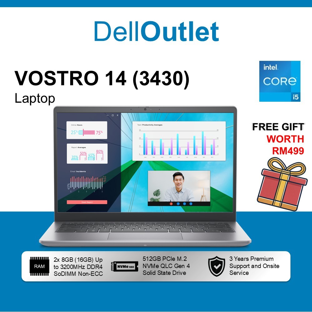 Dell Vostro 14 3430 Laptop (Intel Core i5-1335U / 16GB RAM / 512GB SSD ...