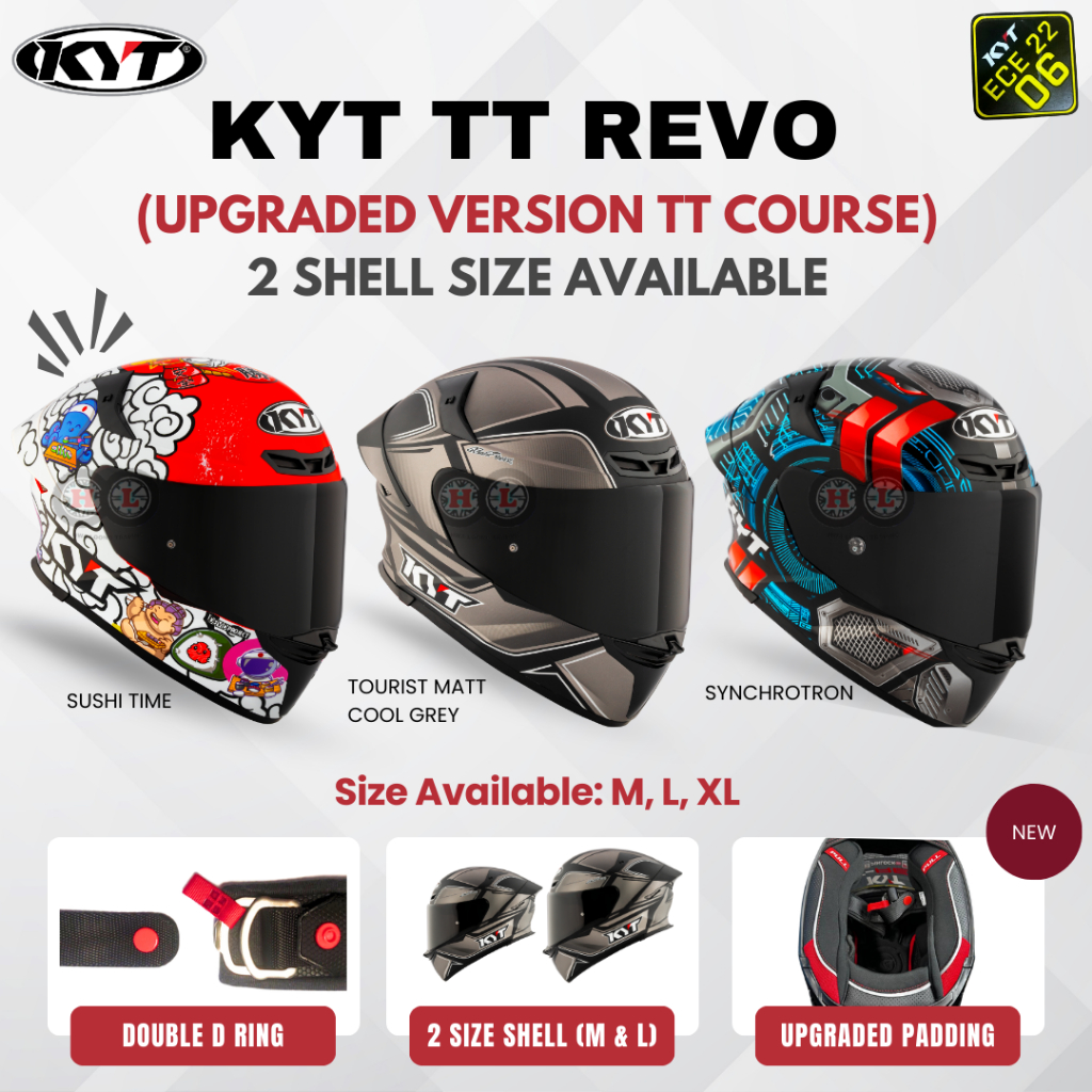 KYT TT REVO DESIGN (UPGRADED VERSION KYT TT-COURSE) HELMET FULL FACE TT ...