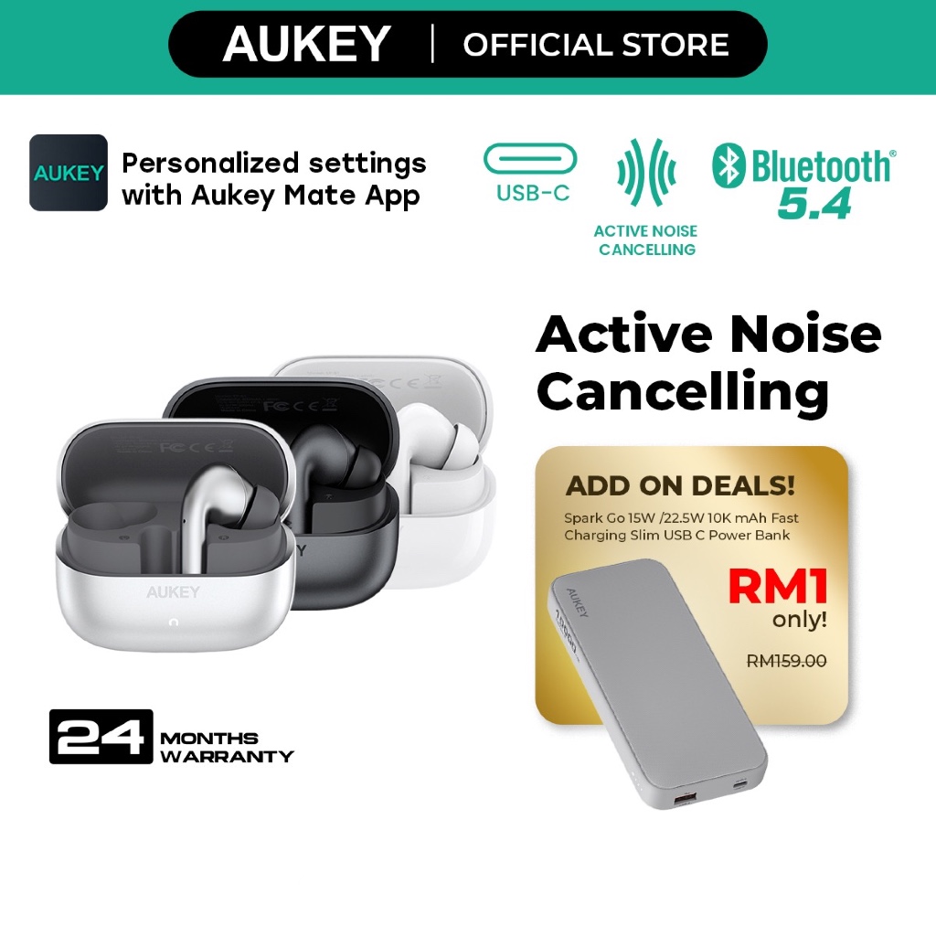 Aukey EP-B1 Bluetooth True Wireless Earbuds with Adaptive Hybrid ANC ...