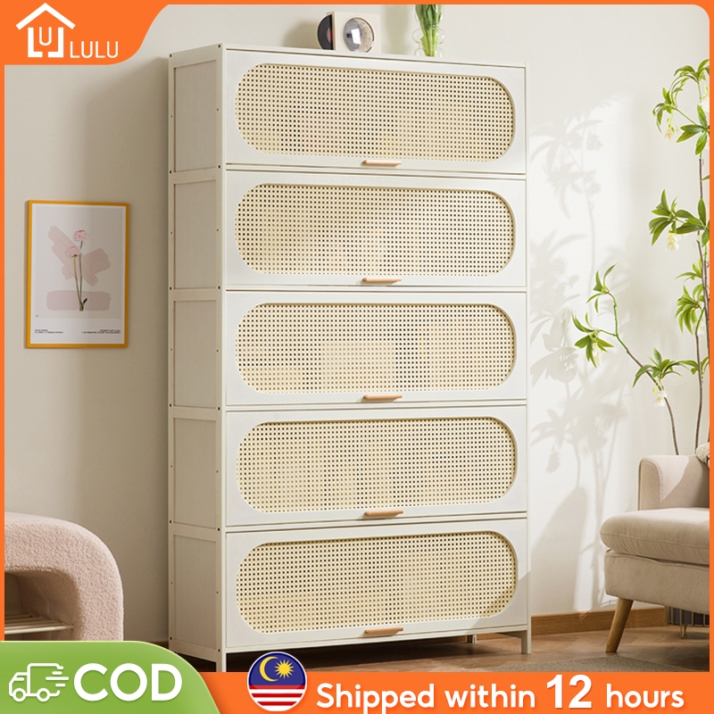 LULU Bookshelf Almari Buku 1-5Layers Bamboo Kitchen Cabinet Storage ...