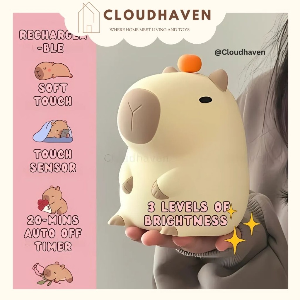[Ready Stock 🇲🇾] Capybara Night Light Original Silicone Rechargeable ...