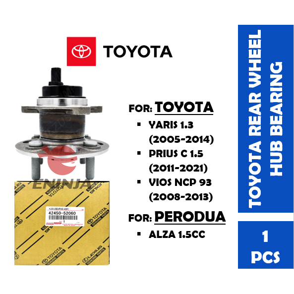 TOYOTA Rear Wheel Hub Bearing For Toyota Vios Ncp93/ Yaris Ncp91/ Prius ...