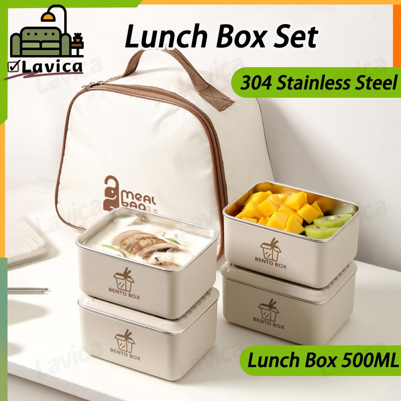 【MY】2/3/4 Layers 304 Stainless Steel Insulated Lunch Box With Bag Can ...