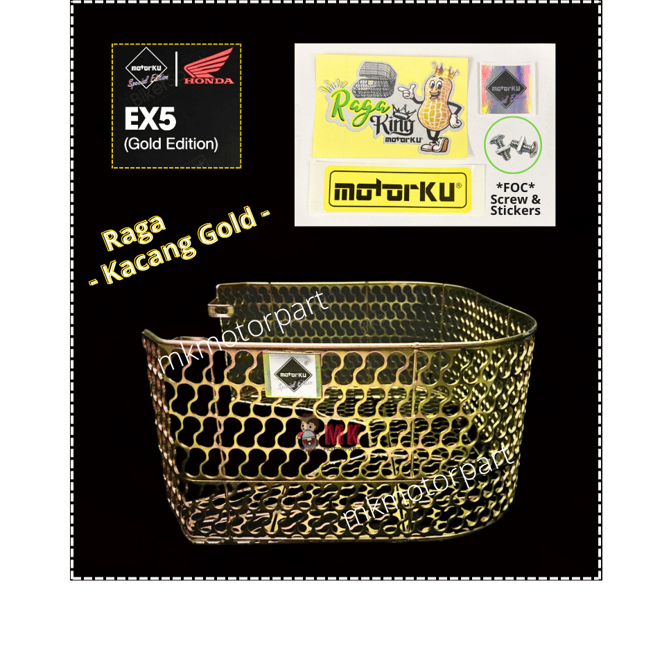 [ GOLD ] Raga Besi KACANG 88 EX5 , DREAM / Iron Basket Honda EX5 Hi Power / Dream [ Colour Emas ...