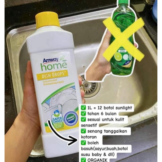 Amway Dish Drop Concentrated Dishwashing Liquid - 1L | Shopee Malaysia