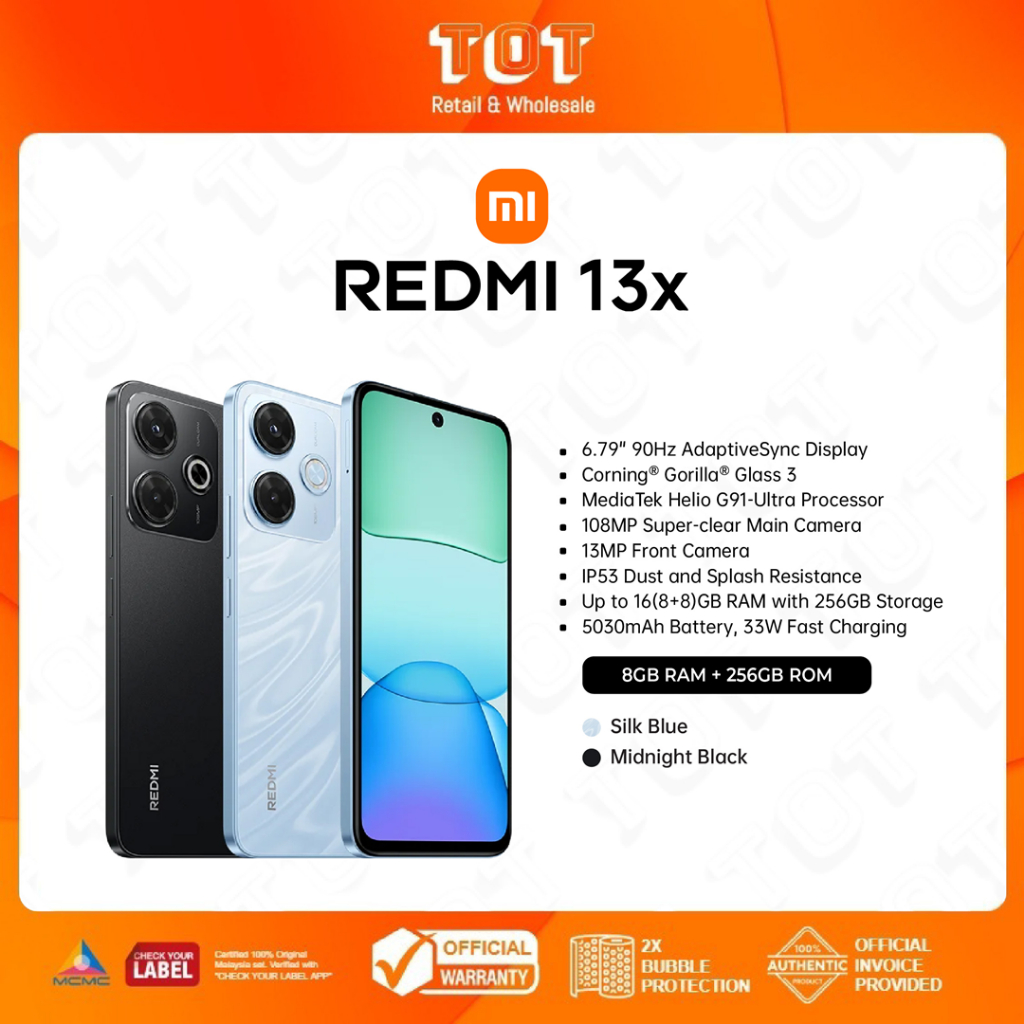 XIAOMI Redmi 13x (8GB+256GB)6.79" 90Hz display l 108MP Super-Clear ...