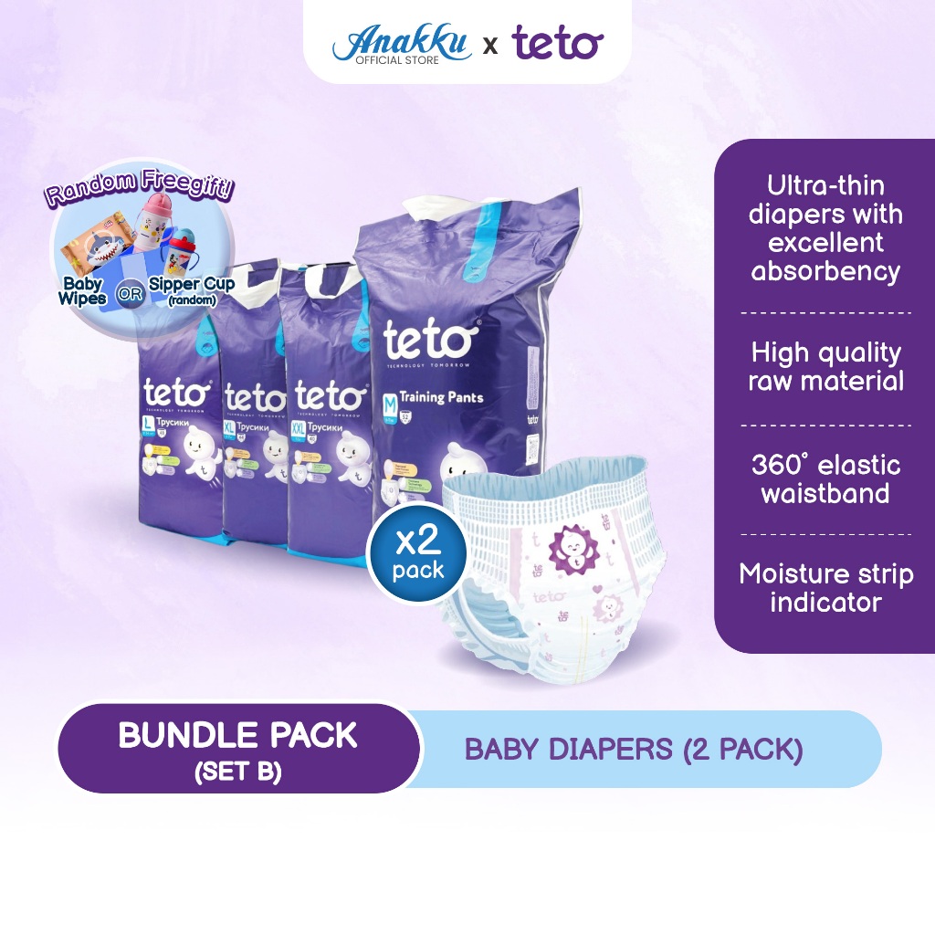 [Bundle Deal] TETO Premium Baby Diaper Pants Size M - XXL AKBD0056 ...