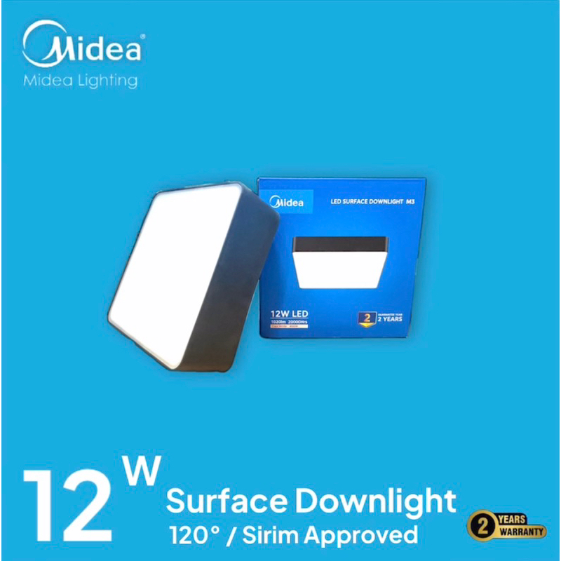Midea Lighting Surface Downlight Square Black M3 (12W) MDL-DLM40S12W ...