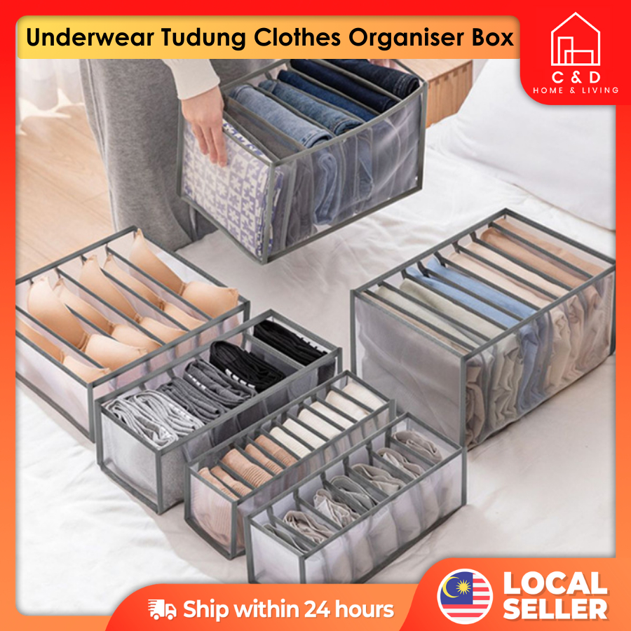 Closet Organizer Tudung Socks Organizer Separated Underwear Storage Box ...