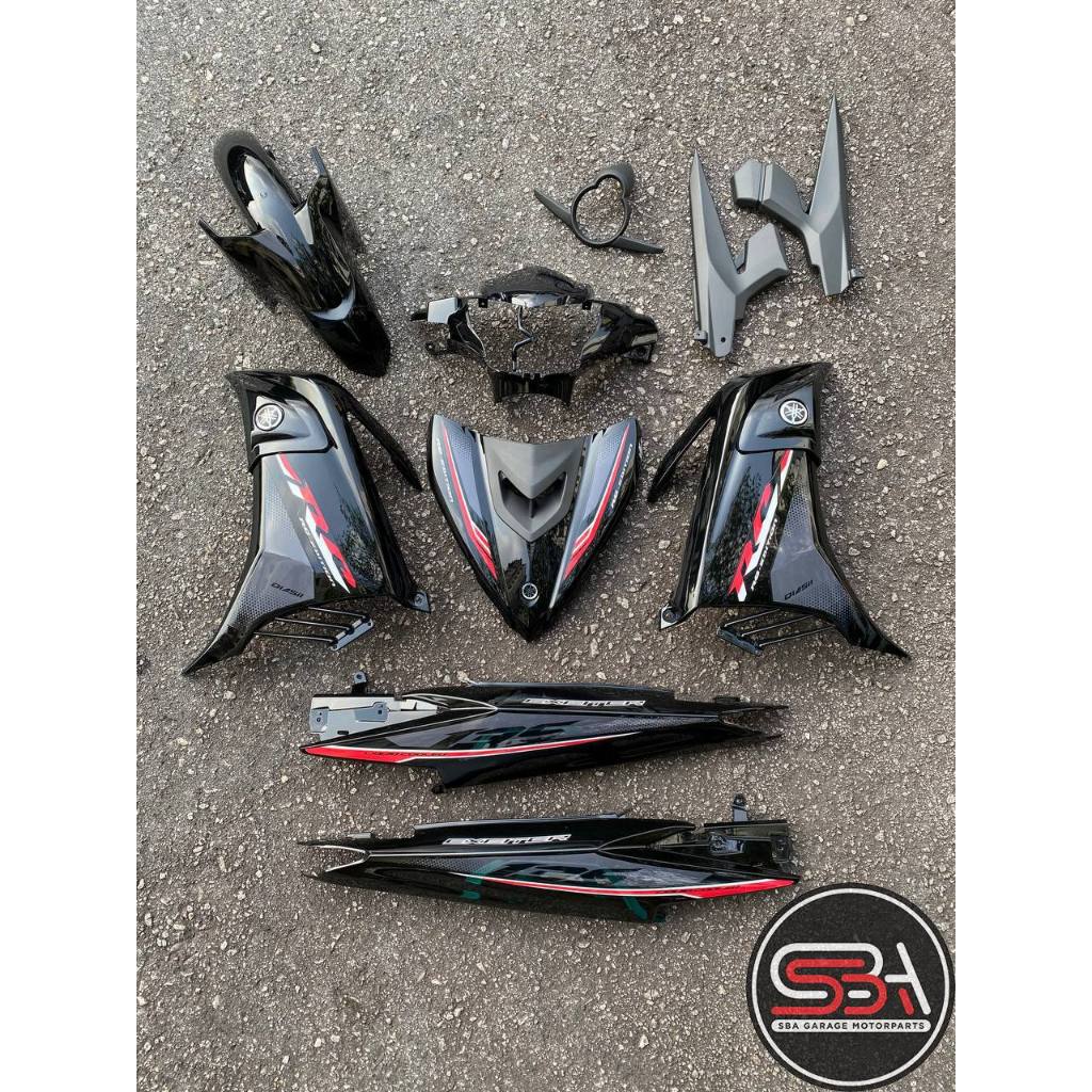 YAMAHA LC LC135 V6 V7 MATELIC BLACK RC HITAM MERAH - COVERSET BODYSET ...