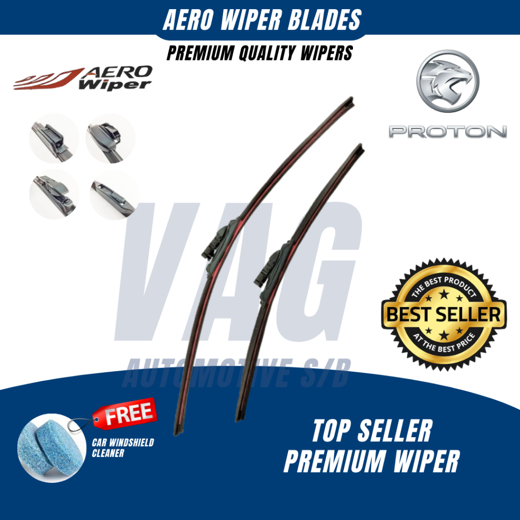 [PREMIUM PROTON WIPER] AERO WIPERS Car Wiper Blades (1 Set) SILICONE ...