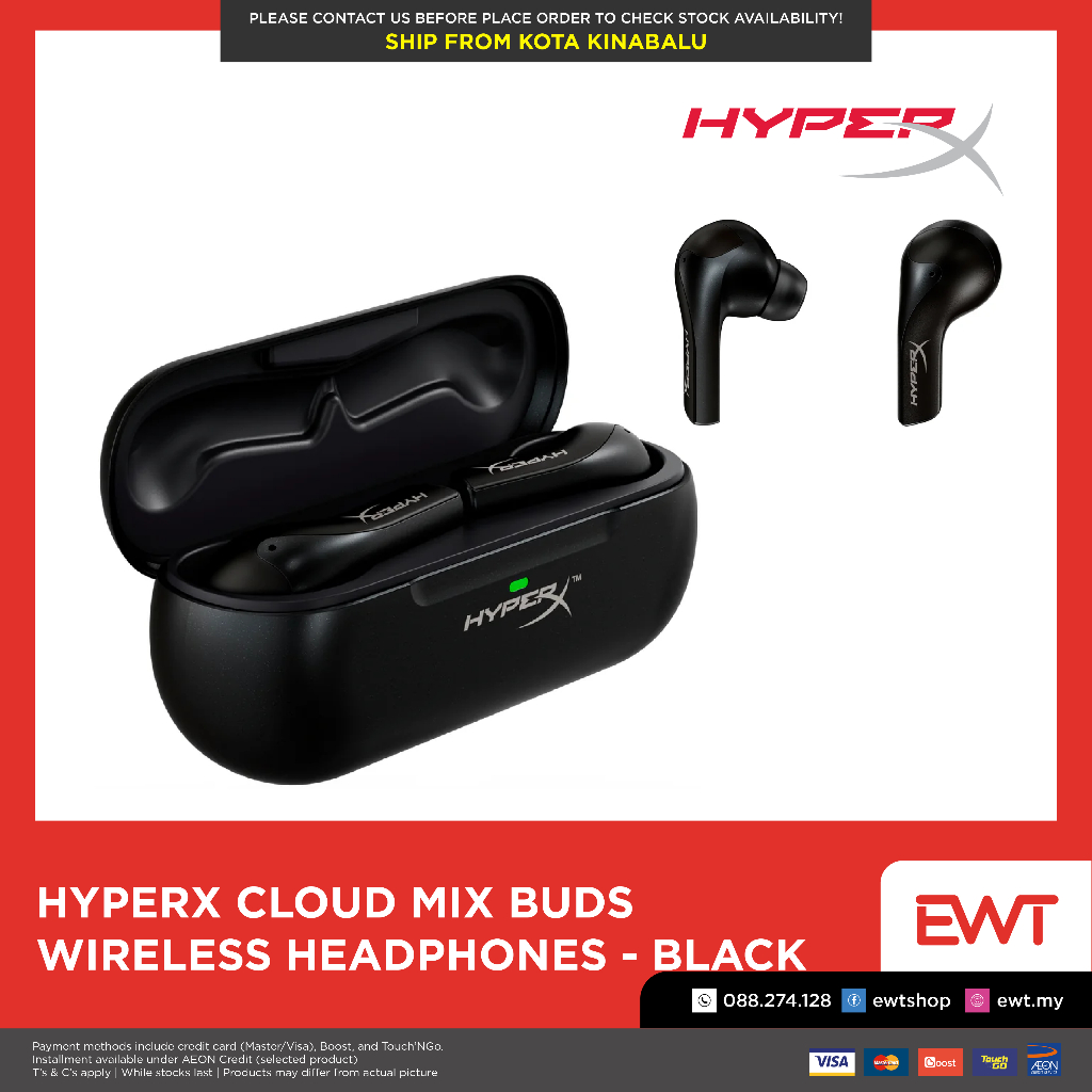 HyperX Cloud MIX Buds Wireless Headphones BLACK 100% ORIGINAL | Shopee Malaysia