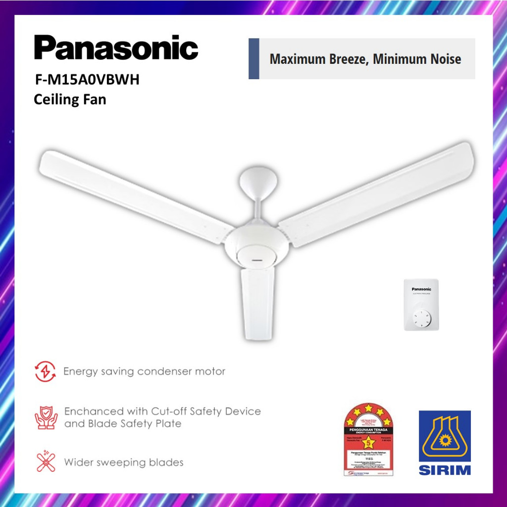 Panasonic 60" Ceiling Fan F-M15A0VBWH/ KHIND CF618 Ceiling Fan / Kipas ...