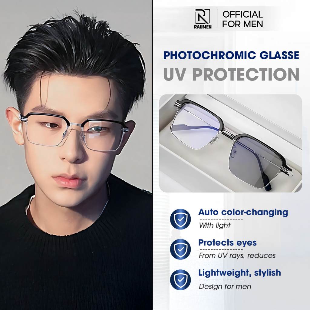 RAUMEN Smart Photochromic Glasses – Auto Darkening Lens, UV & Blue ...