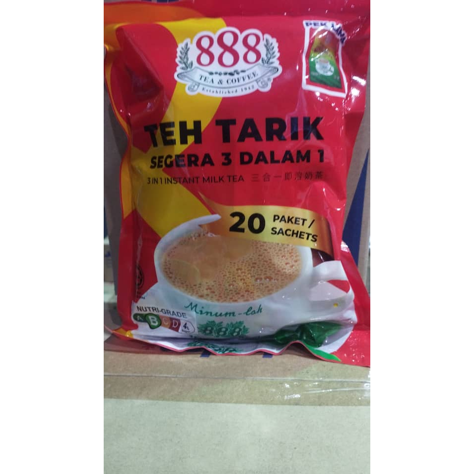 888 3 in 1 Instant Milk Tea Teh Tarik (20sachet x 17g) dec2025 | Shopee ...