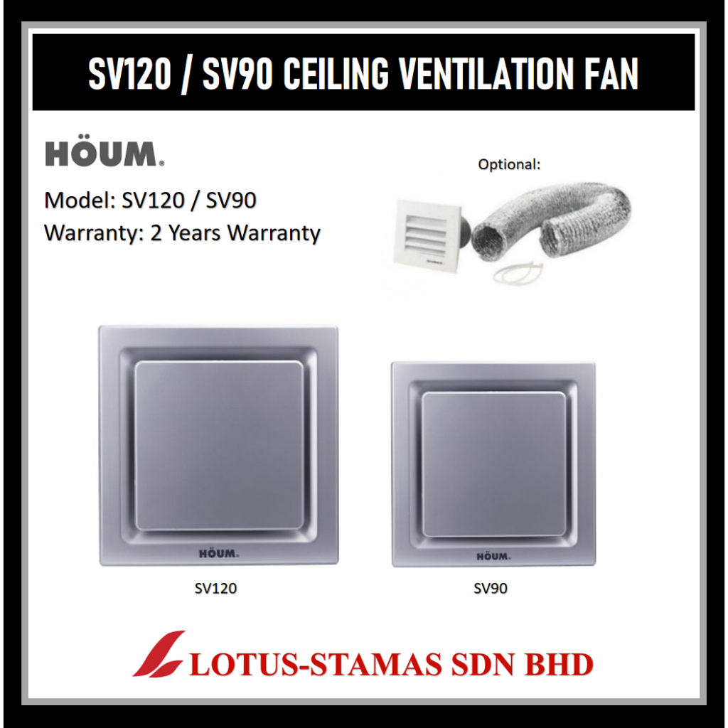 AIREGARD HOUM SV90-D2 / SV120-D2 Ceiling Ventilation Exhaust Fan ...