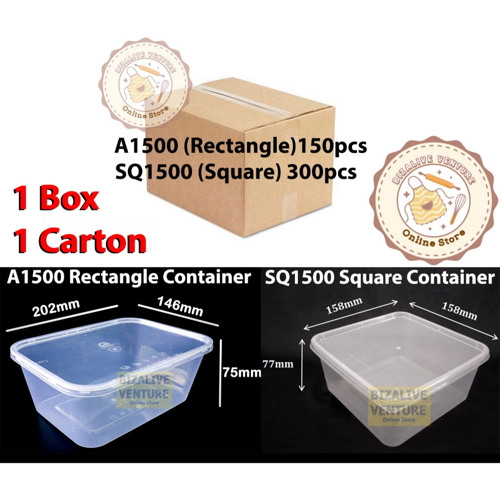 (1 Box) 1500 Square & Rectangular Plastic Disposable Microwave Food ...