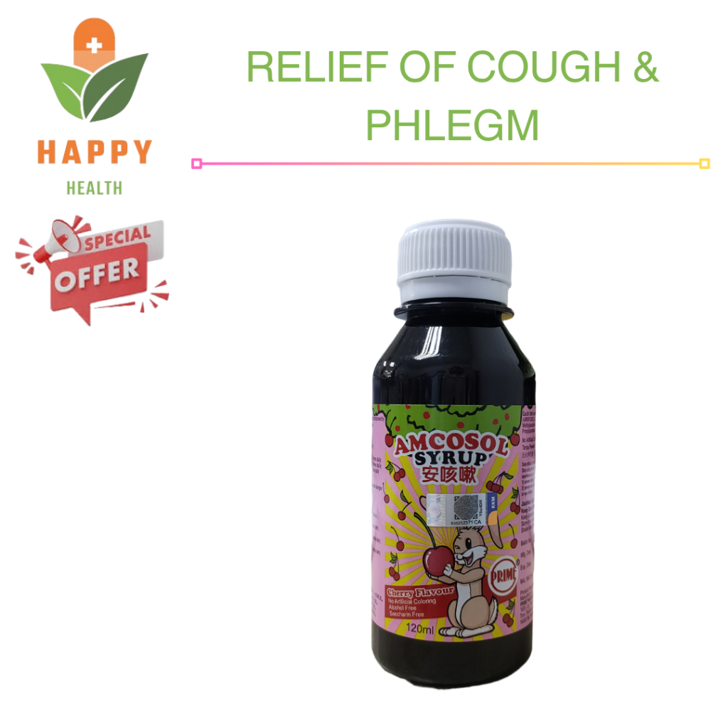 [ Exp 4/2028 ] Prime Amcosol Syrup 120ML - For Relief of Cough & Phlegm ...
