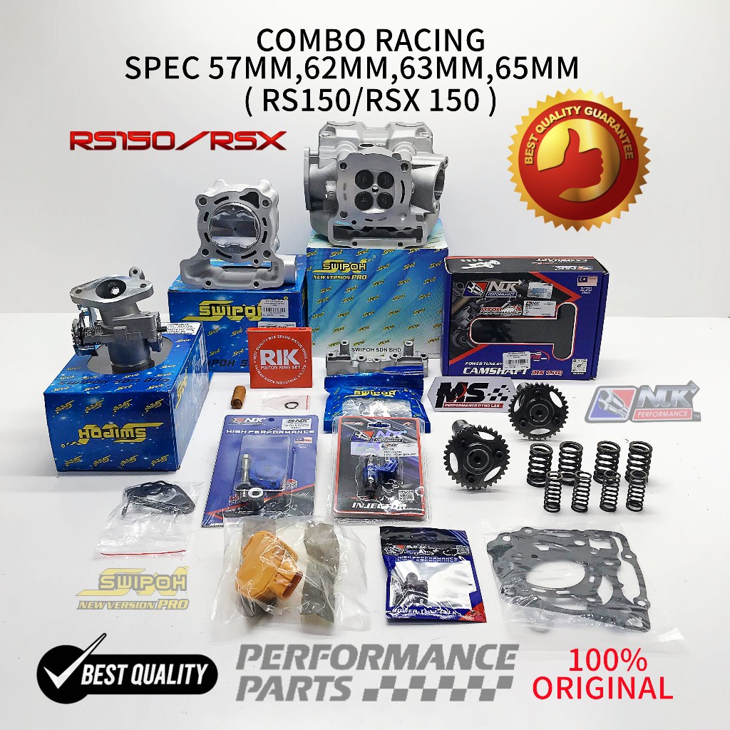 COMBO RACING RS150/RSX150 (SWIPOH/LEO) SPEC 57MM, 62MM,63MM,65MM (COMBO RS150/RSX) | Shopee Malaysia