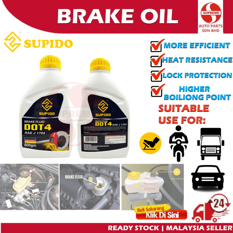 Brake Fluid DOT 4 SAE J 1703/1704 Hi-Brake 400gm/800gm Minyak Brek Putih DOT4 Proton/Perodua ...
