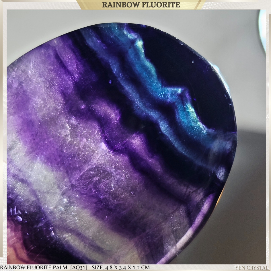 ️RAINBOW FLUORITE PALM *HIGH QUALITY* [AQ31] BRAZIL- Only 1 Pcs ...