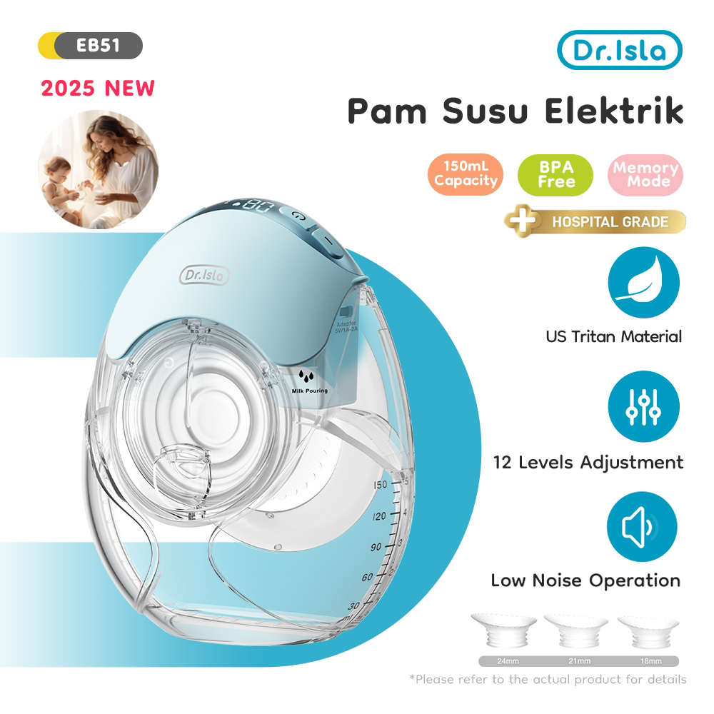 Dr.isla NEW Breast Pump Elektrik Handsfree Tritan Material 3 Modes 12 ...