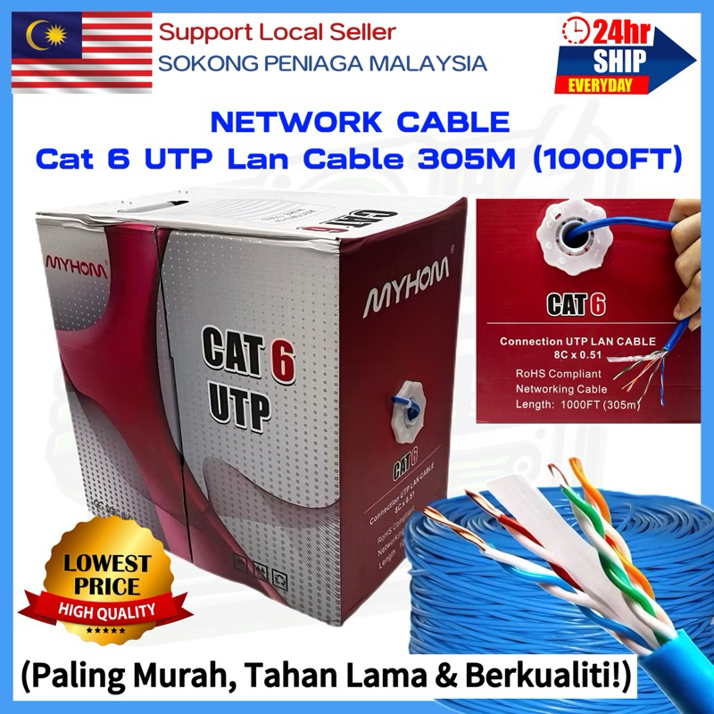 CAT6 Network Cable 305 Meter (1000FT) | Gigabit High Speed | kabel ...