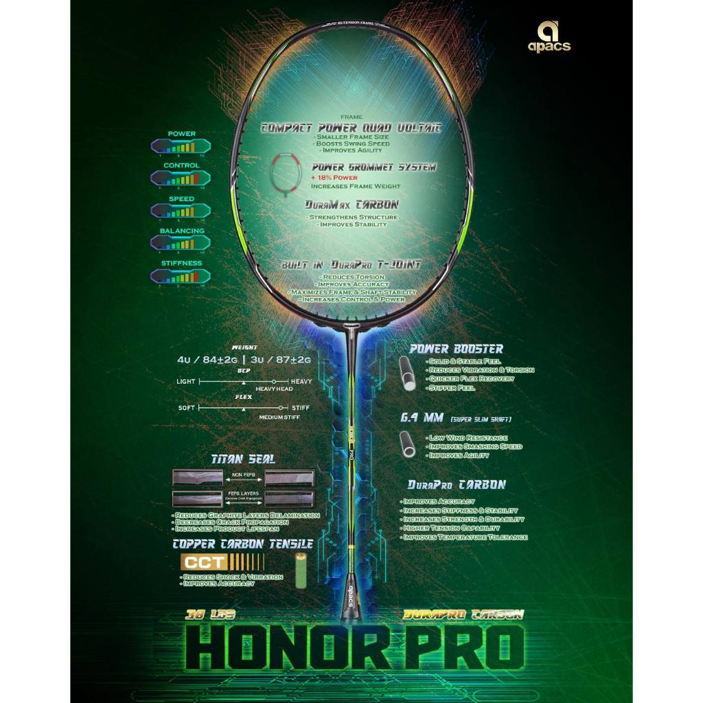(FREE TOUR BAG+STRINGS)APACS NEW UPGRADED HONOR PRO WITH CCT | Shopee ...