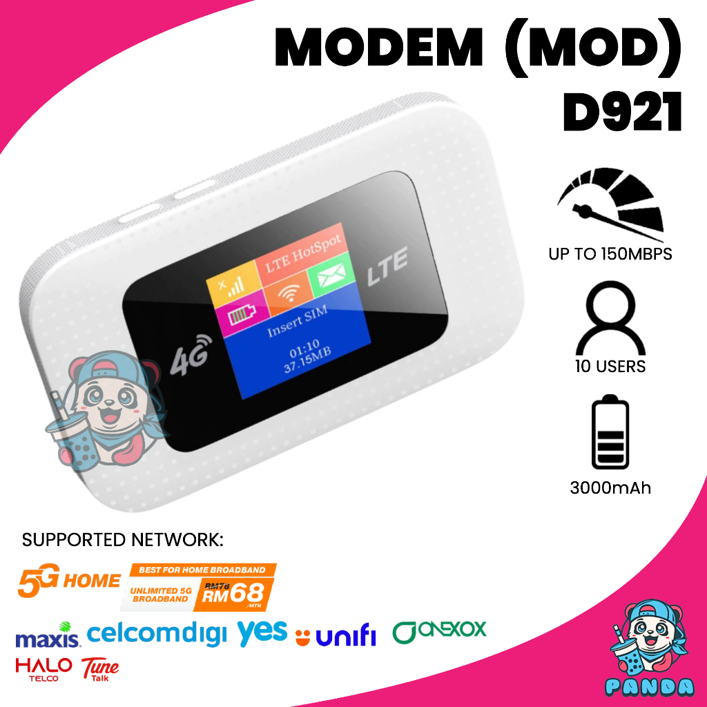 MOD Unlimited 4G LTE D921 Pocket WiFi Portable Modem Router Upgraded D6 MiFi Unlimited Hotspot ...